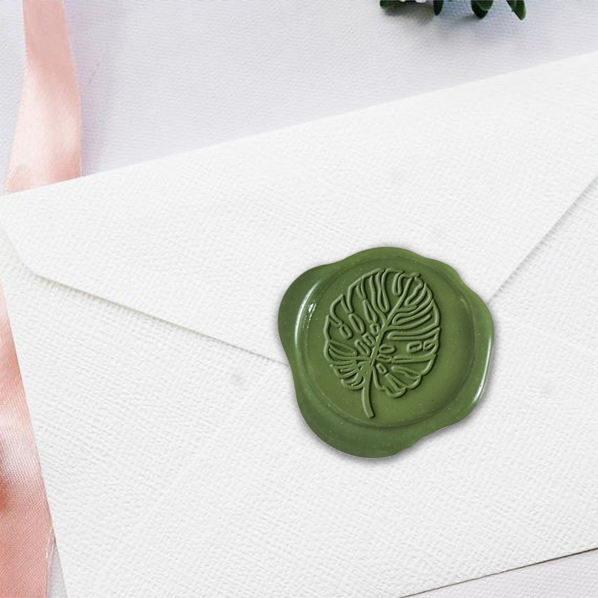 Monstera Leaf Hand Pressed Adhesive Wax Seals #8503 – Nostalgic Impressions