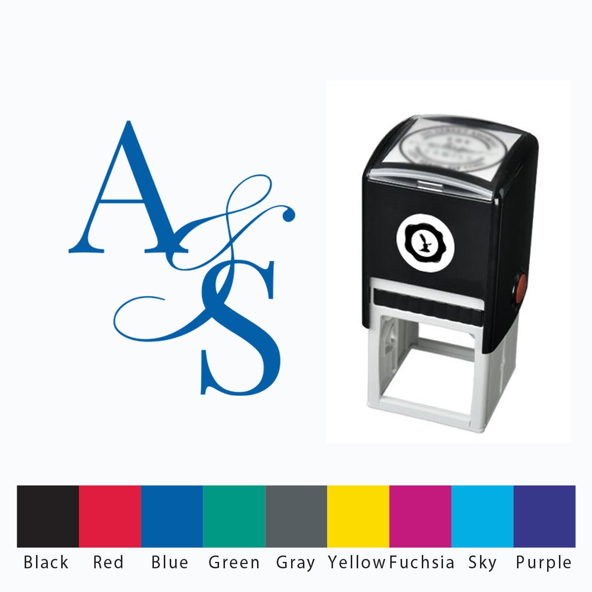 2 Letters Self Inking Stamper with Black Ink cartridge Round 1 5/8" #2 ...