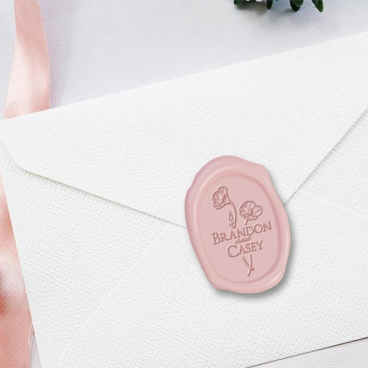 Poppy Wedding Monogram Adhesive Wax Seals Rounded Oval #2593 bundle wi ...