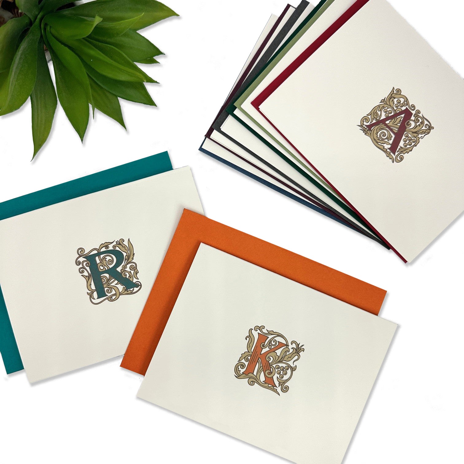 Vintage Ornate Filigree Initial Personalized Note Card Set 8/8 ...