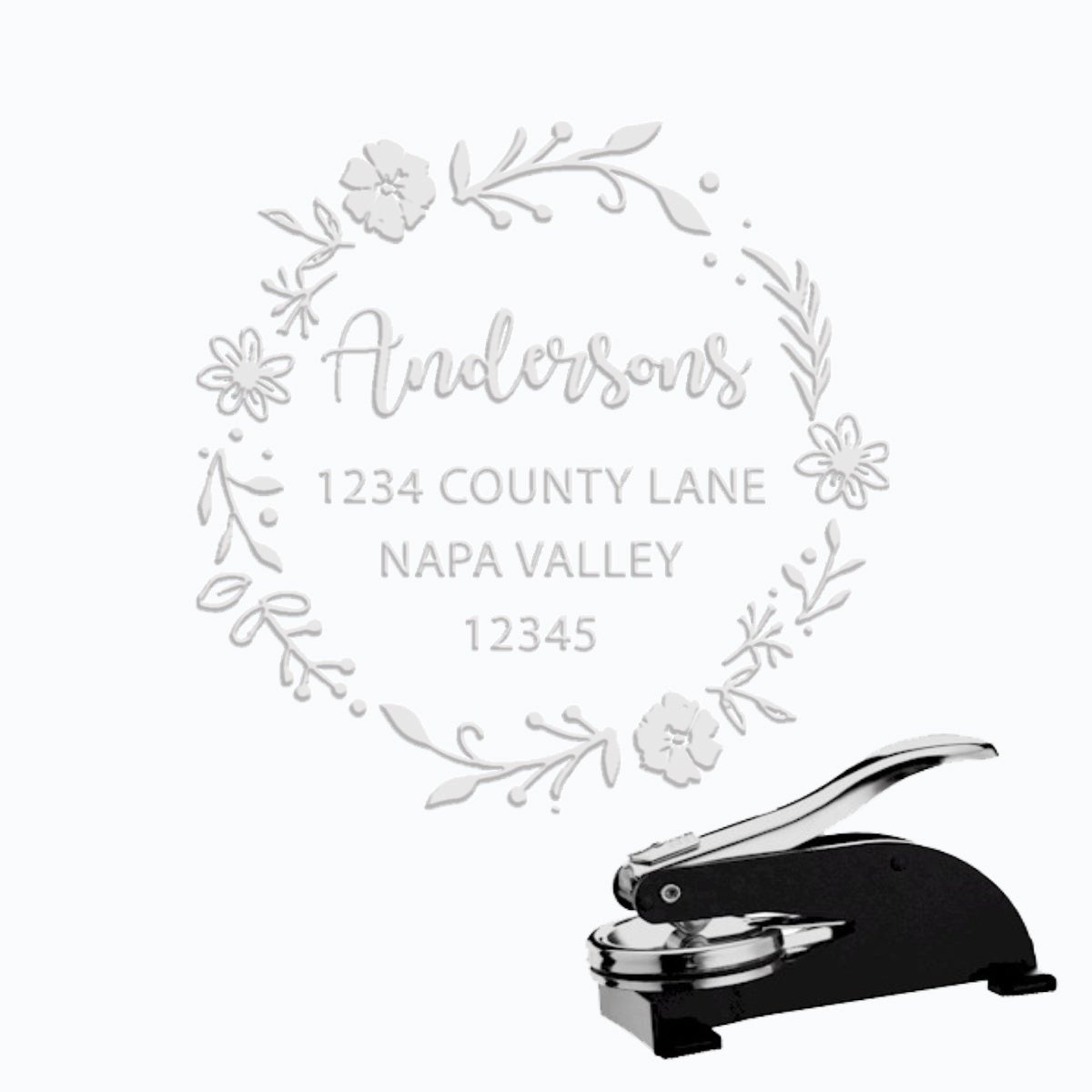Round Address Paper Embosser with Name & Address #104-1.625